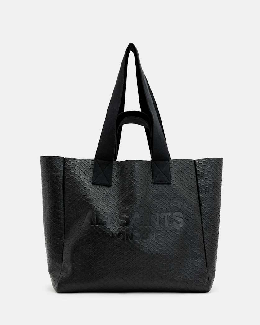 Izzy Logo Leather Tote Bag Black | ALLSAINTS US